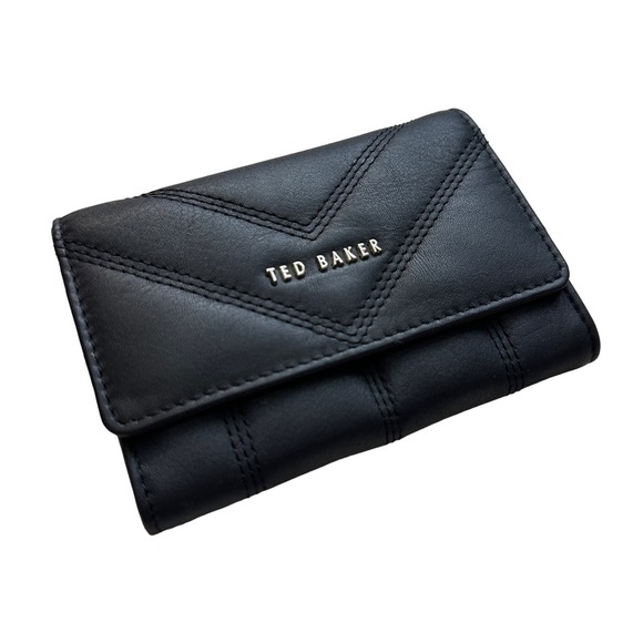 Ted Baker | Bags | Ted Baker Quilted Black Leather Wallet Trifold ...